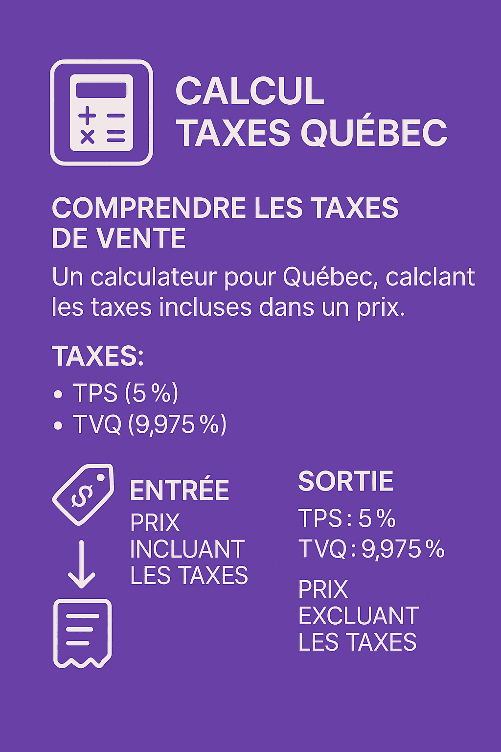 Calcul Taxes Québec: Calcul Taxes TPS Et TVQ 2025